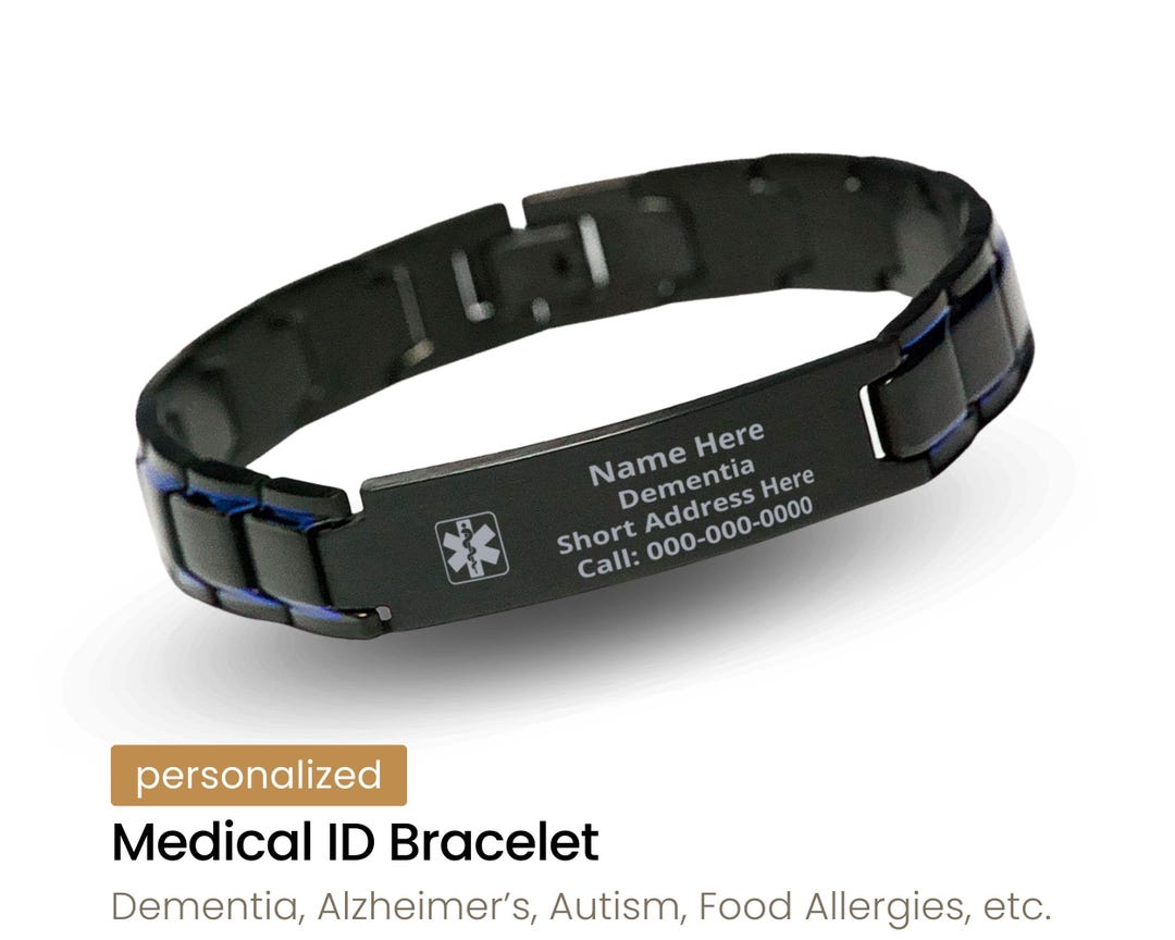 Medical Alert Bracelet for Men, Personalized Engraved ID Bracelet ...
