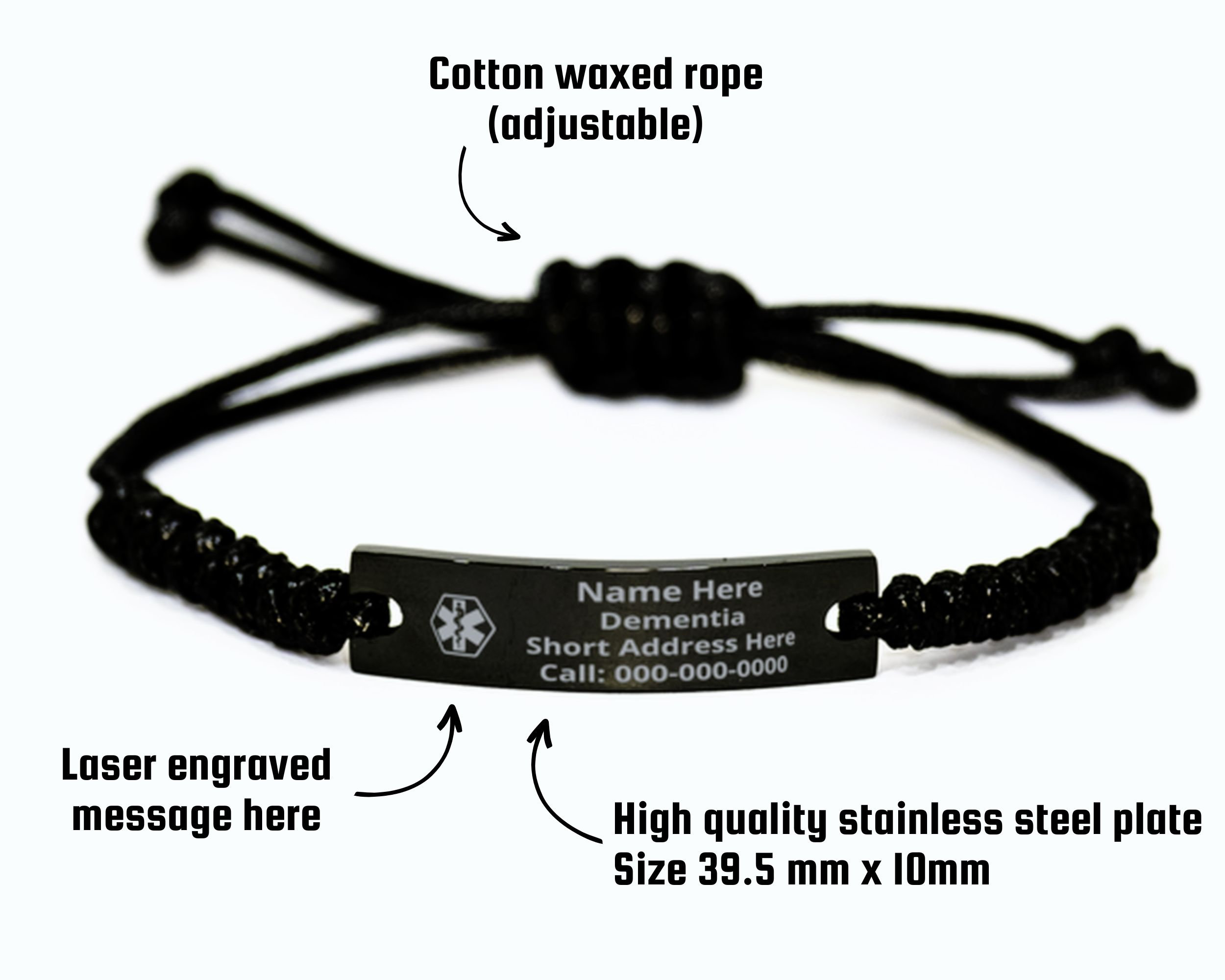 Dementia Bracelet for Grandpa Grandma, Medical Silicone Bracelet for ...