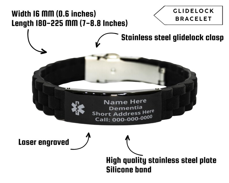 Dementia Alzheimer Awareness Bracelet, Gift for Elder Senior Grandpa ...