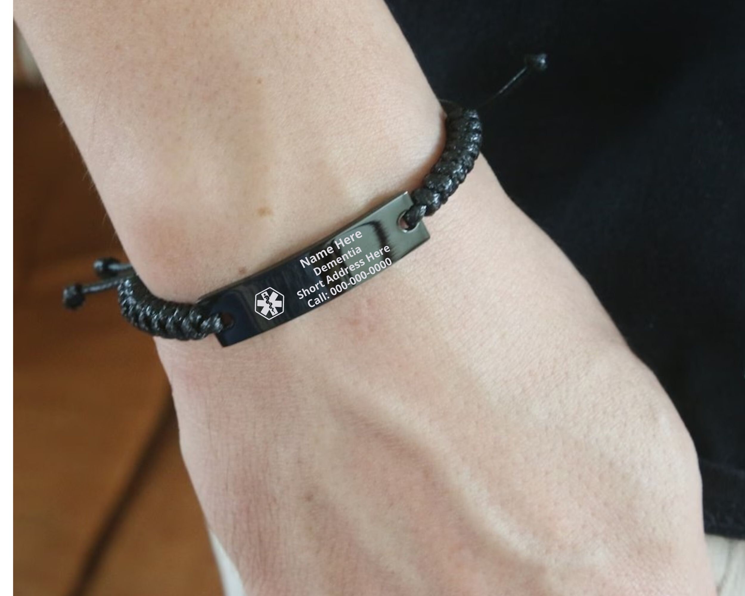 Dementia Bracelet for Grandpa Grandma, Medical Silicone Bracelet for ...