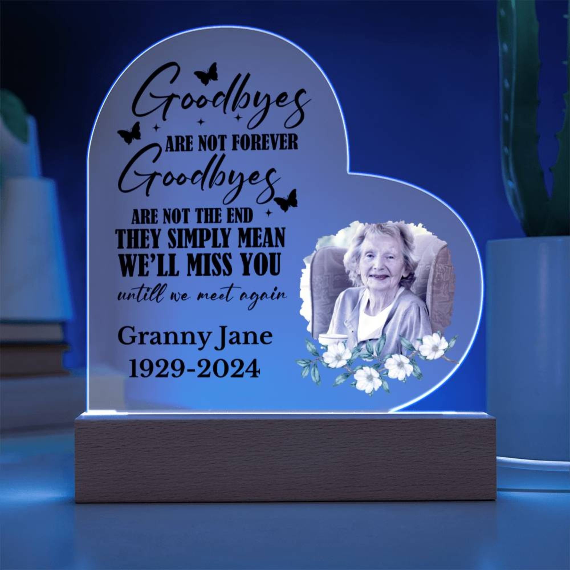 Personalized Memorial Acrylic Plaque, Family Portrait Grieving Gift, in ...