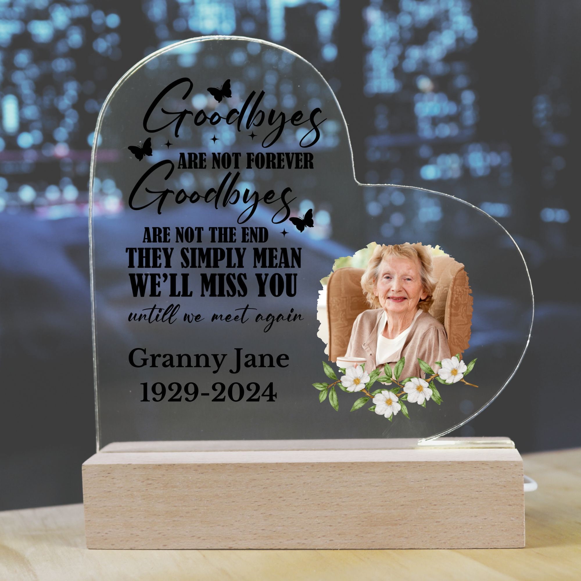 Personalized Memorial Acrylic Plaque, Family Portrait Grieving Gift, in ...