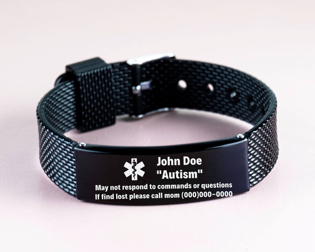 Autism Medical ID Bracelet, Health Info With Emergency Contact Jewelry ...
