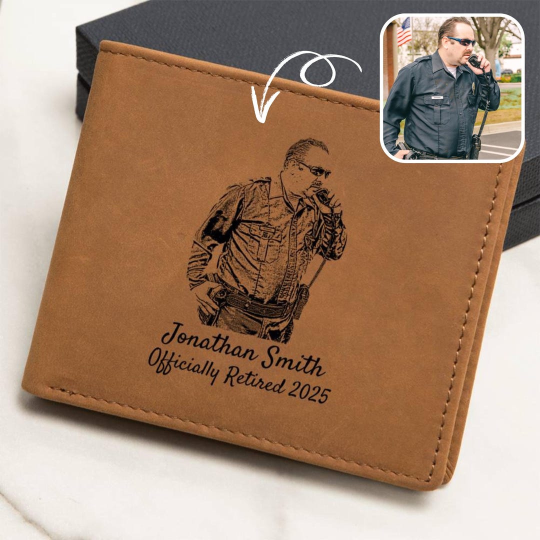 Police Officer Retirement Gift 2025, Personalized Wallet With Photo ...