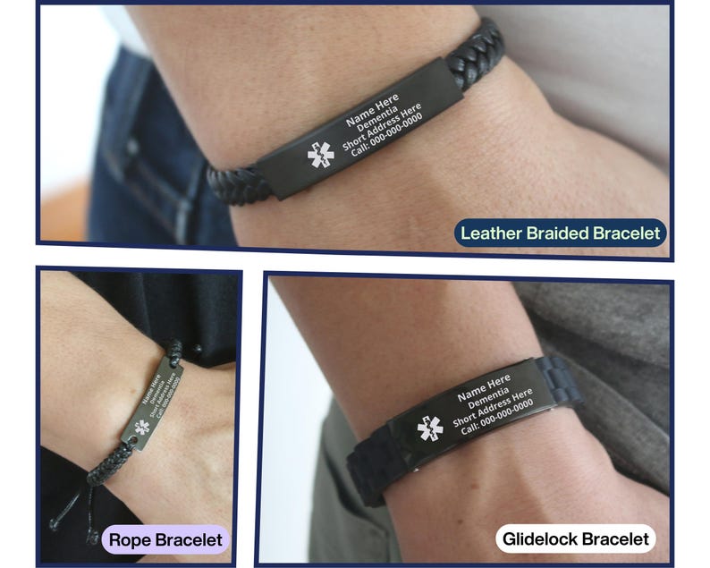 Dementia Alzheimer Awareness Bracelet, Gift for Elder Senior Grandpa ...