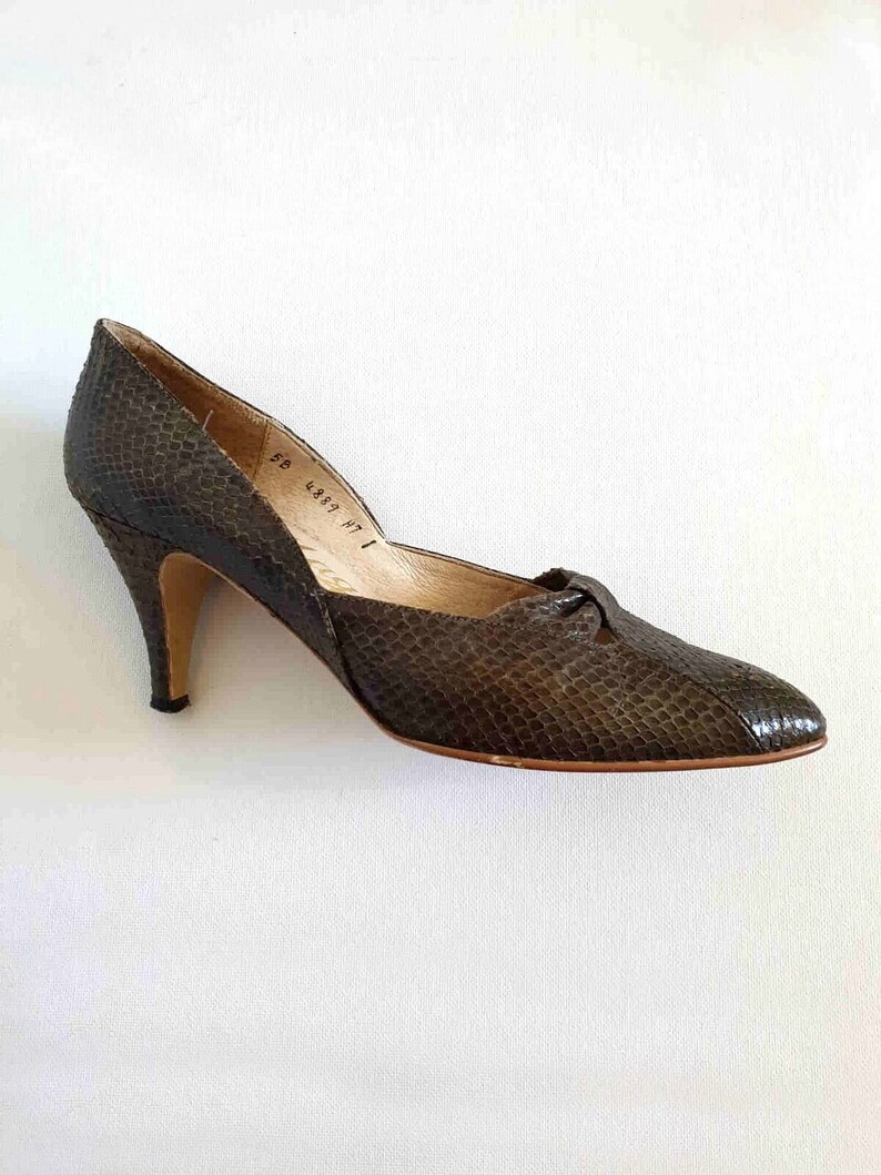 1960s Olive Brown Snakeskin Shoes Pumps by Magnini Size 5 - Etsy