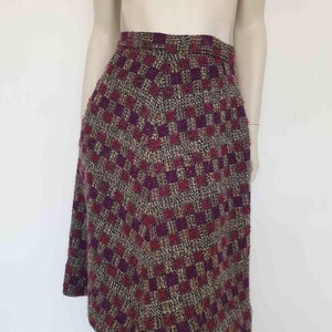 1960s Jaeger Wine Checkered Chunky Wool Skirt - M - Etsy