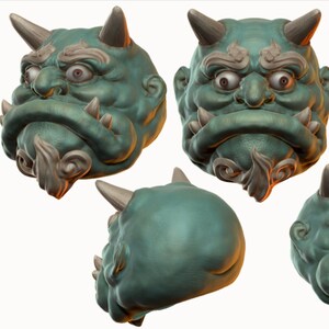 Japanese Demon Daruma Tengu Cosplay Costume Halloween Mask - Digital 3D ...