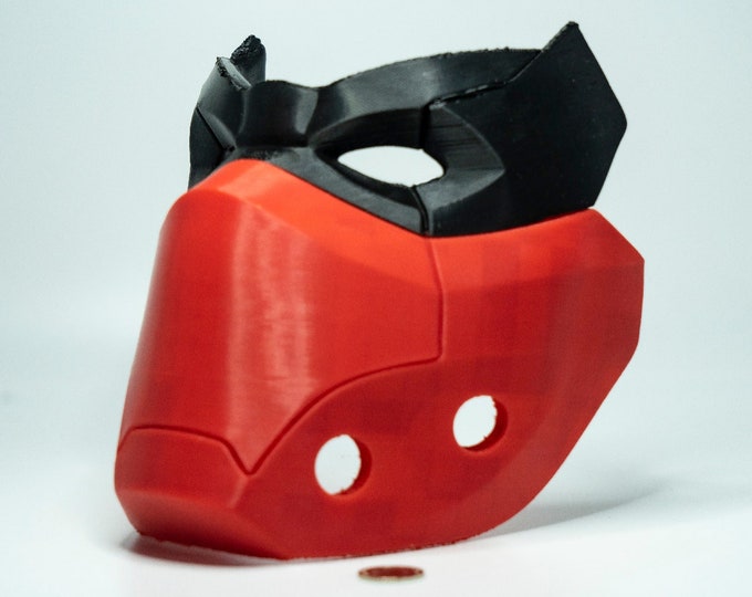 Red Hood Outlaw Cosplay Red and Black Detachable Costume Mask - Etsy