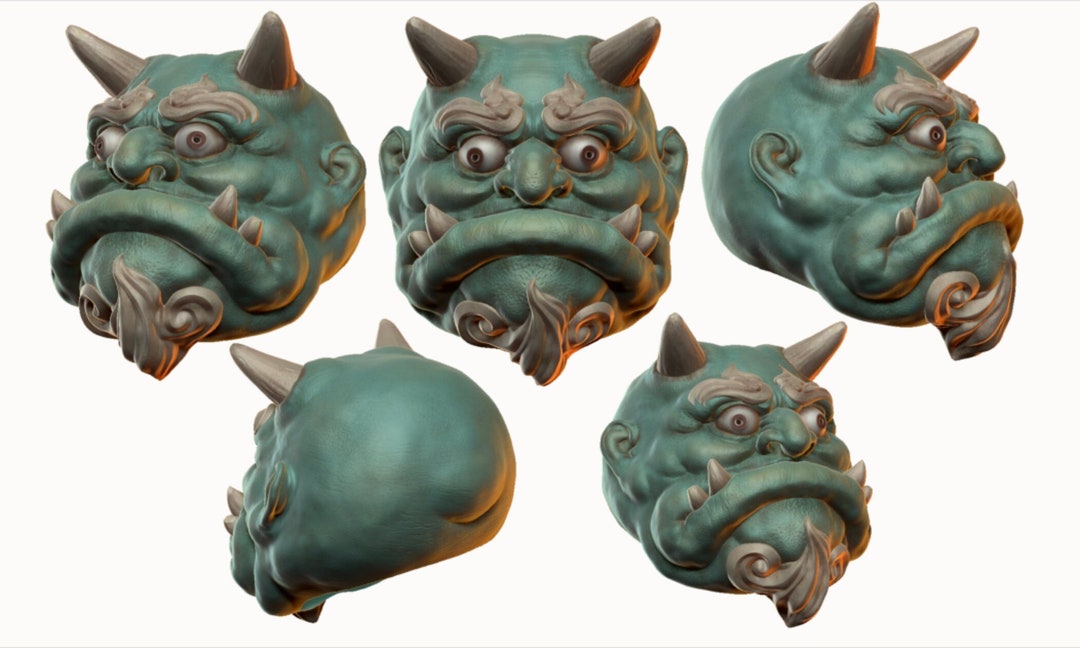 Japanese Demon Daruma Tengu Cosplay Costume Halloween Mask - Digital 3D ...