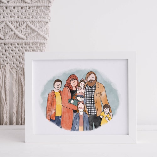 Custom Digital Family Portrait Drawing Illustration Family - Etsy Canada