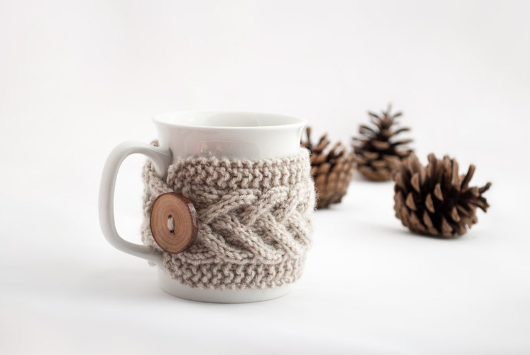 Cup Cozy in Beige, Knitted Mug Cozy, Coffee Cozy, Tea Cup Cozy ...