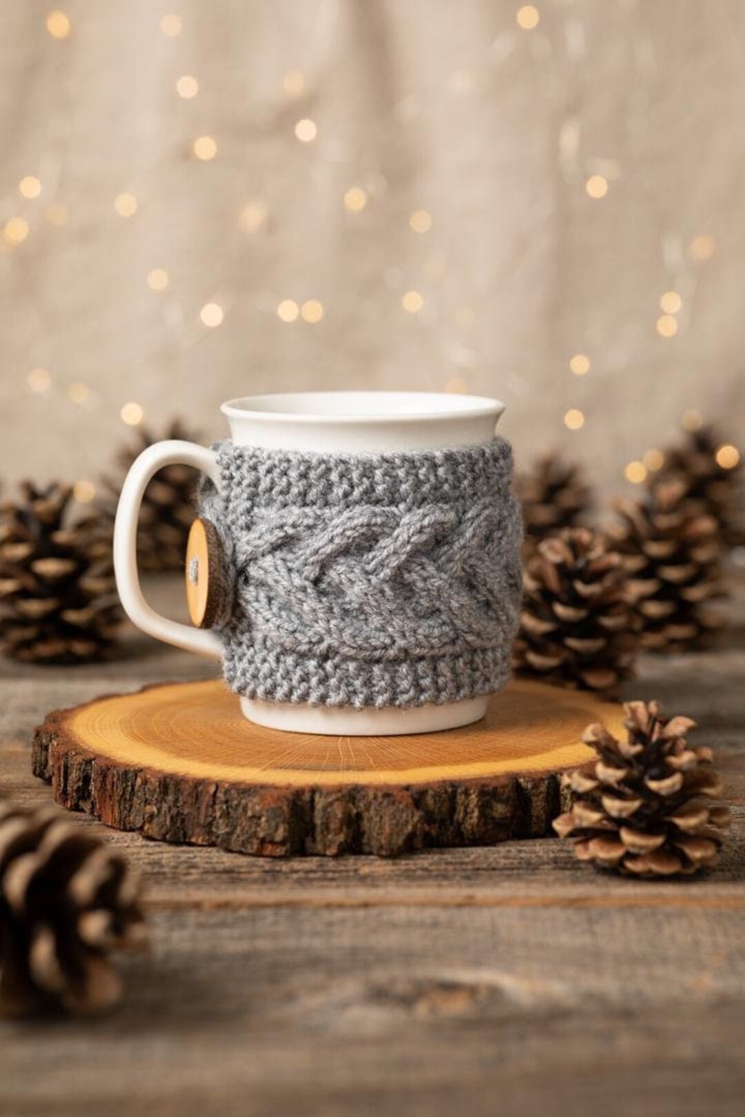 Cup Cozy in Grey, Knitted Mug Cozy, Coffee Cozy, Tea Cup Cozy, Handmade ...