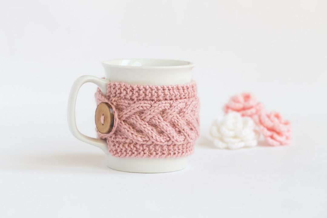 Cup Cozy in Pink, Knitted Mug Cozy, Coffee Cozy, Tea Cup Cozy, Handmade ...