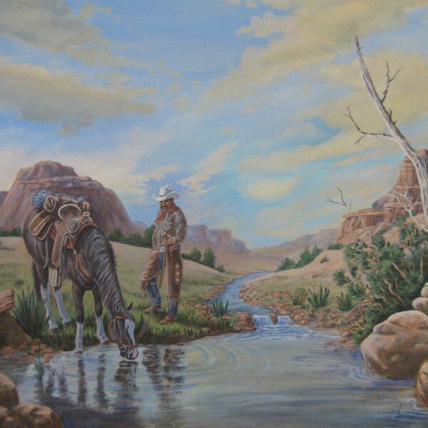 Cattle Drive Painting - Etsy