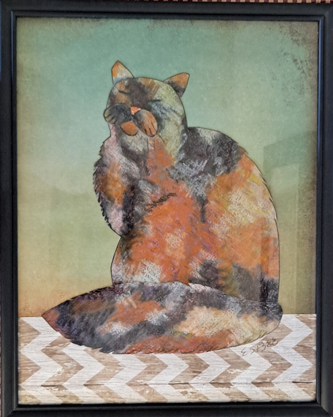 Calico Persian Cat Art Collage, Original Framed Folk Art (11x14) - Etsy