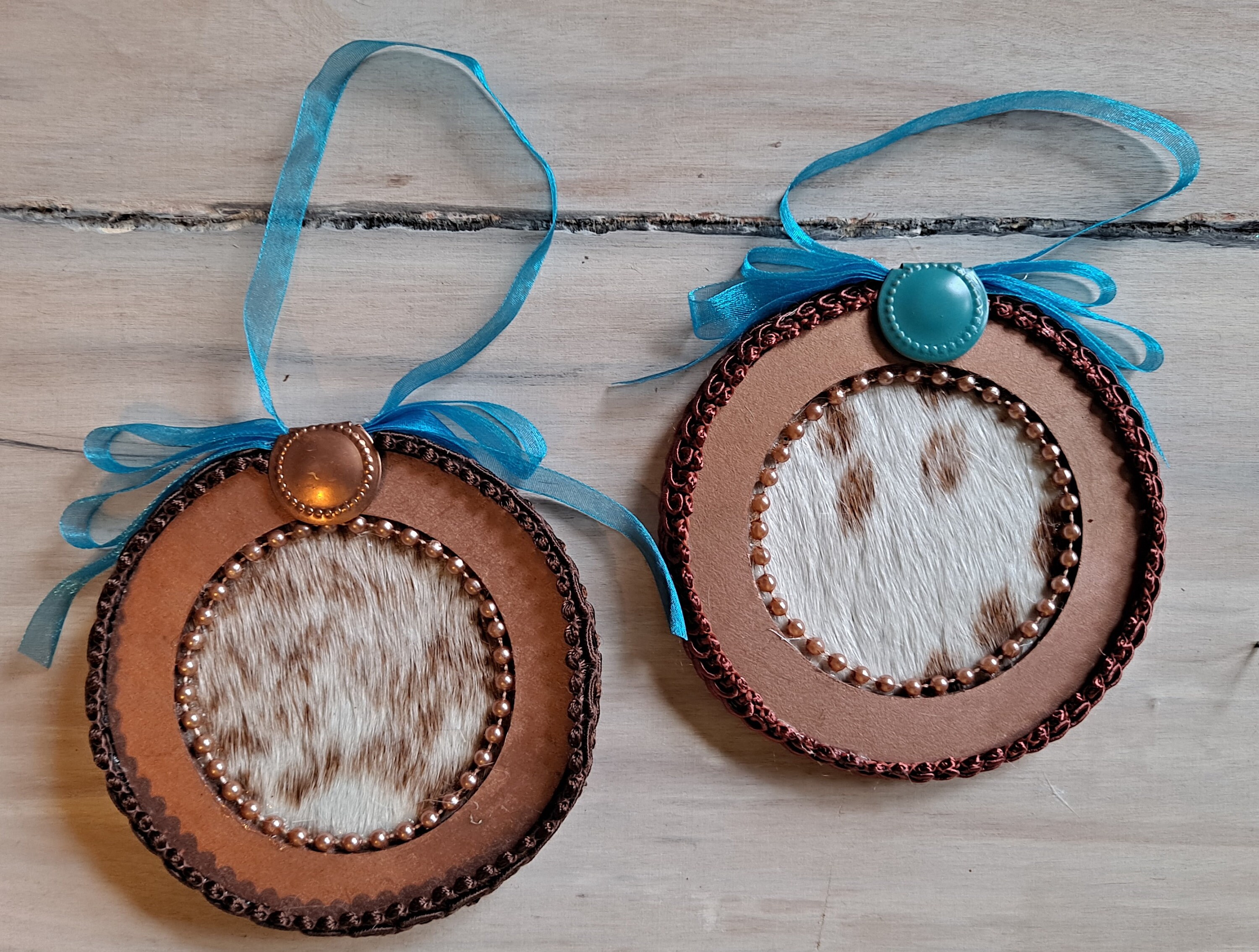 Western Themed COWHIDE ORNAMENTS, Hair on Hide, Cowhide Ornament ...