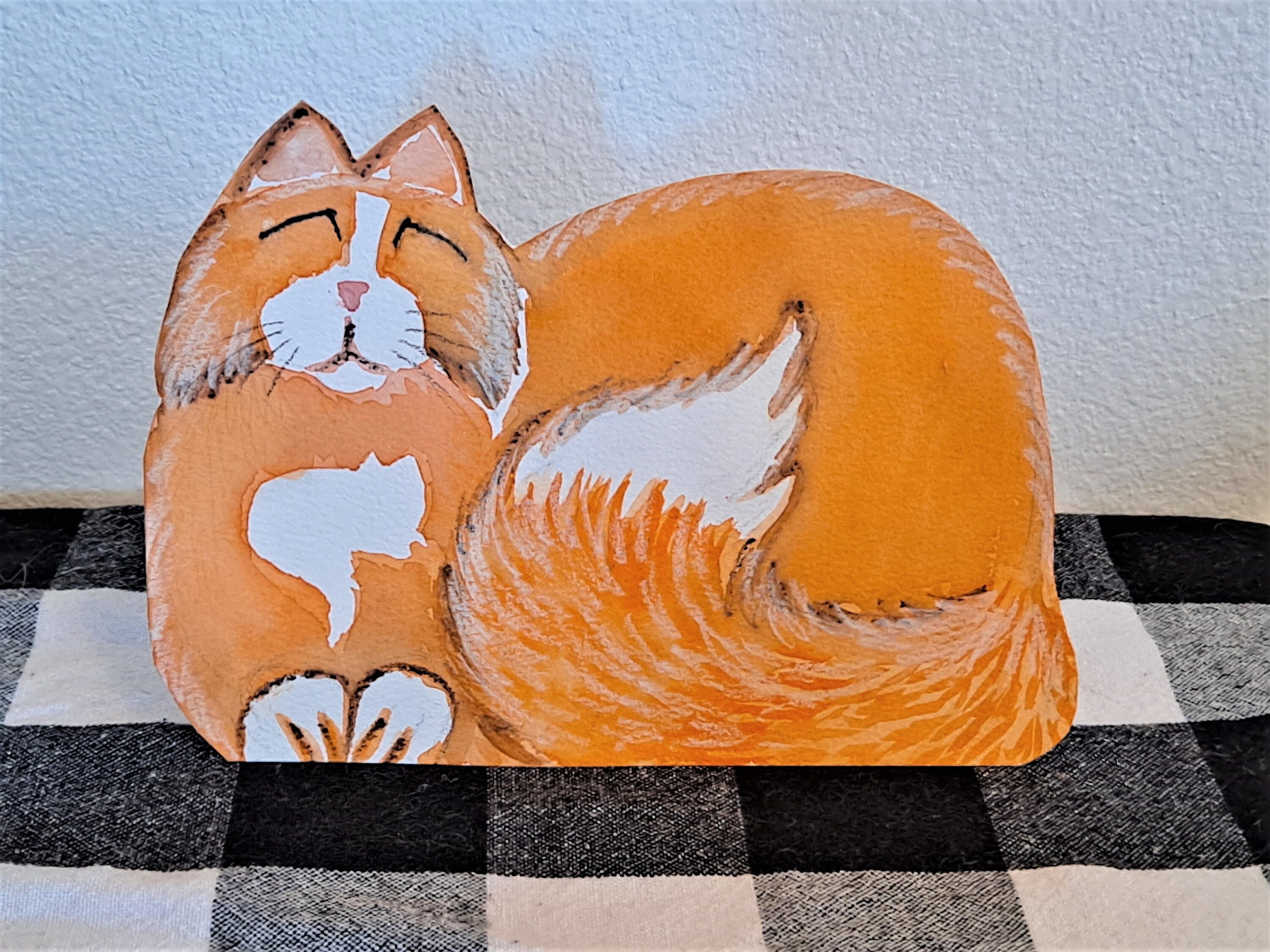 Adopt Me, ORANGE PERSIAN CAT, Paper Sculpture, Shelf Sitter, Folk Art ...