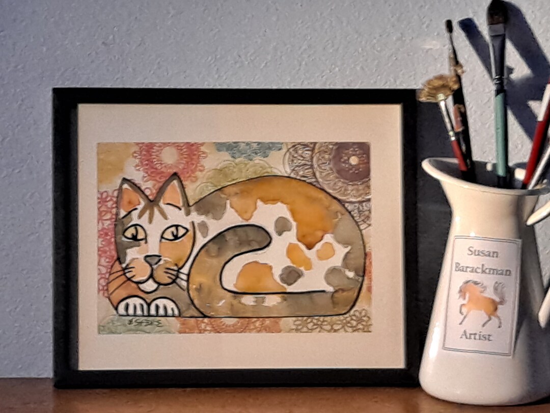 CALICO CAT COLLAGE Art, mat and frame, original art, cat art, cat lover ...
