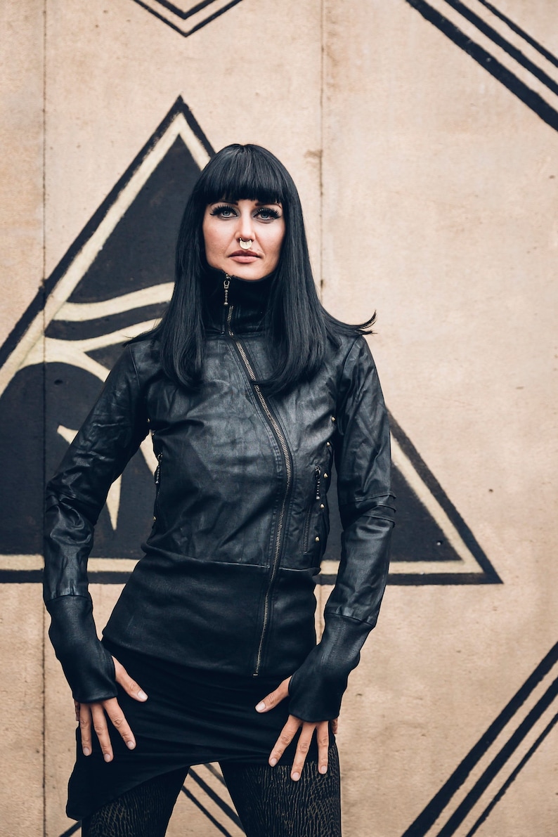 Ruby Jacket Moto Jacket black Wax Jacket-black Jacket | Etsy