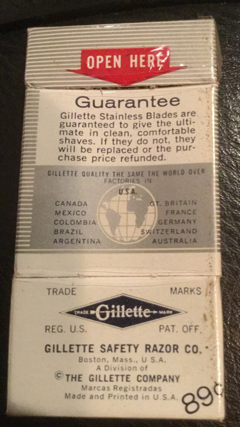 Gillette Stainless Steel Safety Razor Blades. 6 Blades . Shrink Wrapped ...