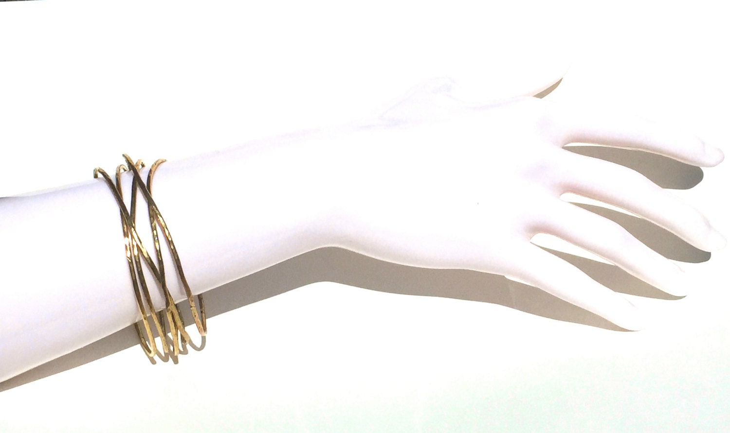 14K Gold Filled Hammered Stack of Bangles Bracelet, Gold Bangles - Etsy