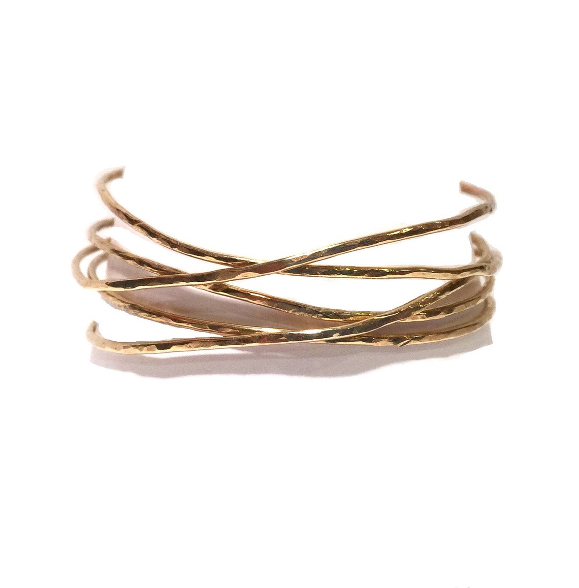 14K Gold Filled Hammered Stack of Bangles Bracelet, Gold Bangles - Etsy