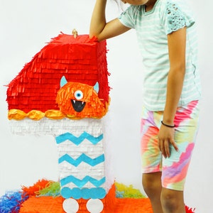 2D Number 1 Pinata Furry Monsters Theme | Monster Party Goods | Pinatas ...