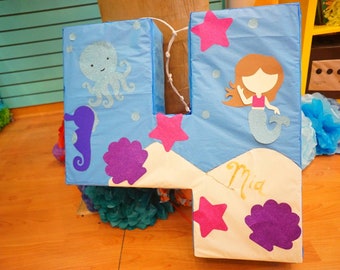 Mermaid Number Four Piñata Under the Sea Party Mermaid Birthday ...