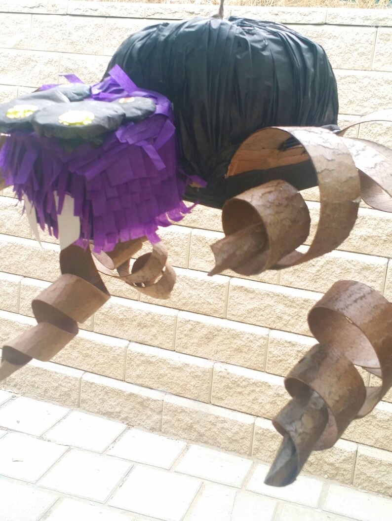Designer Dark Black and Purple Spider Pinata With Gold Wiggly | Etsy