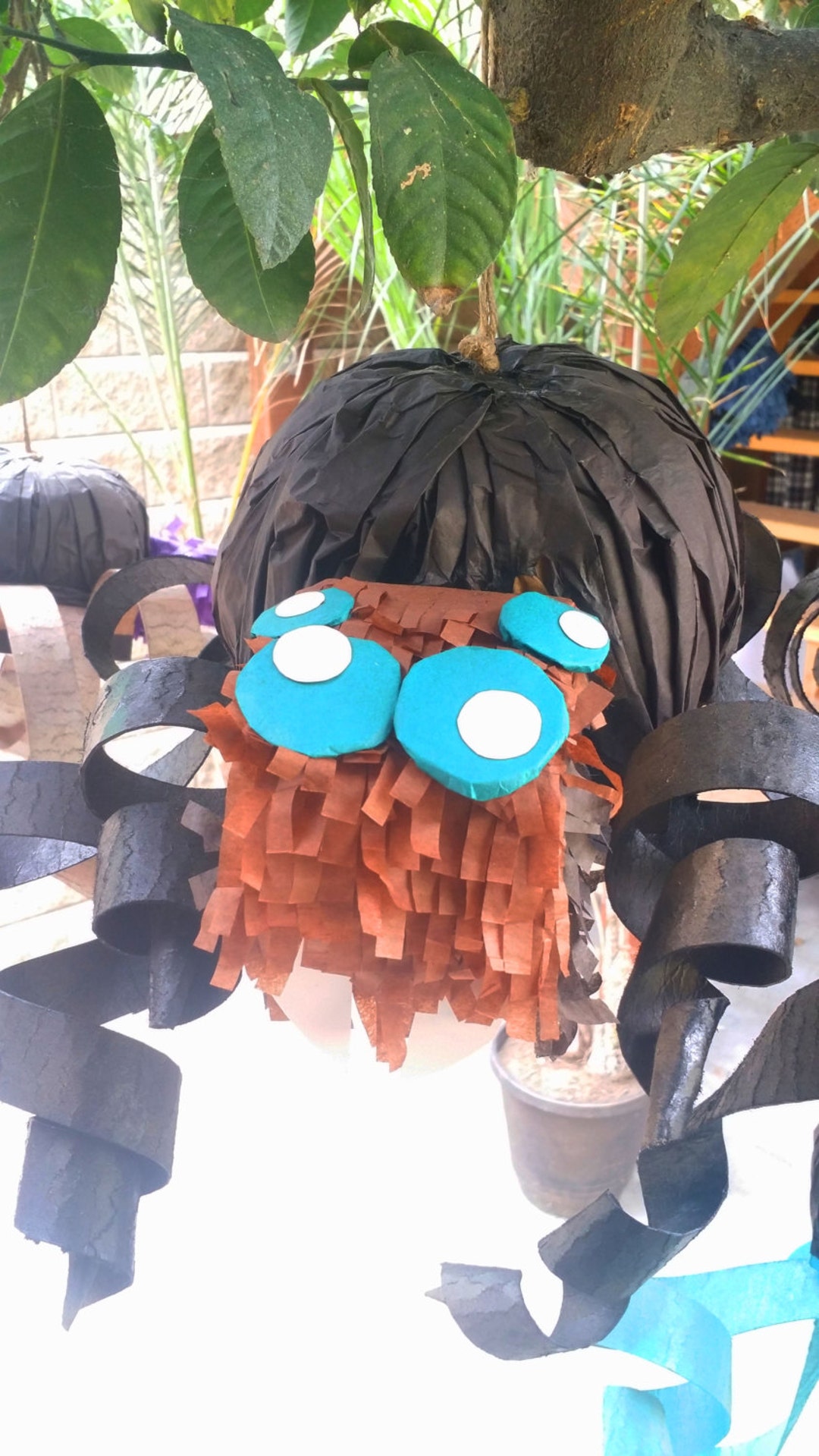 Blue & Brown Spider Pinata | Halloween Bug Party Decor - Etsy