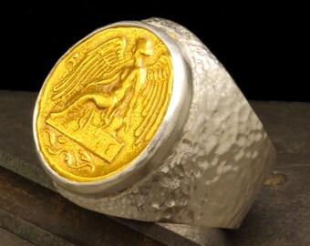 Mens gold coin ring | Etsy