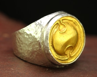 Mens gold coin ring | Etsy