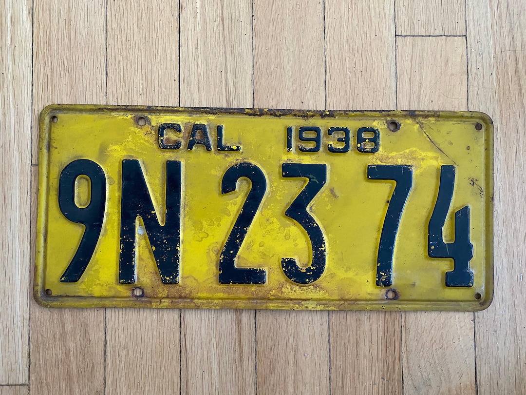 Vintage California License Plate From 1938 - Etsy