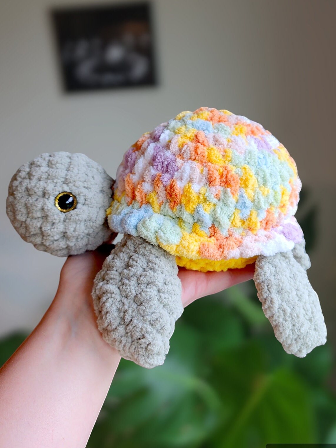 Crochet Turtle Plush, Handmade Stuffed Animal, Crocheted Turtle ...