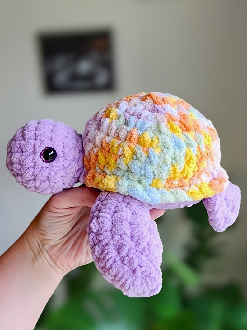 Crochet Turtle Plush, Handmade Stuffed Animal, Crocheted Turtle ...