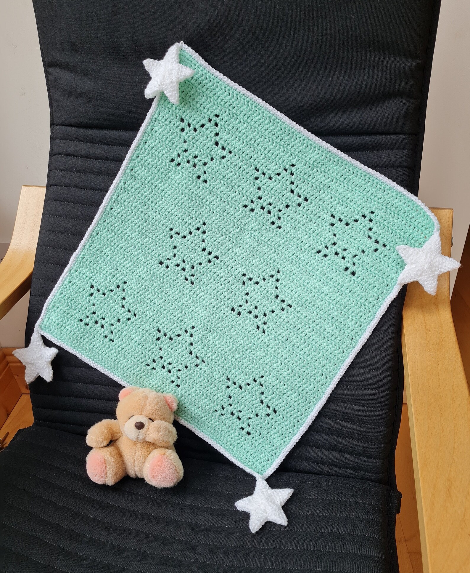 Crochet Blanket Pattern, Star Lovey Filet Blanket PDF, UK Terms, US ...