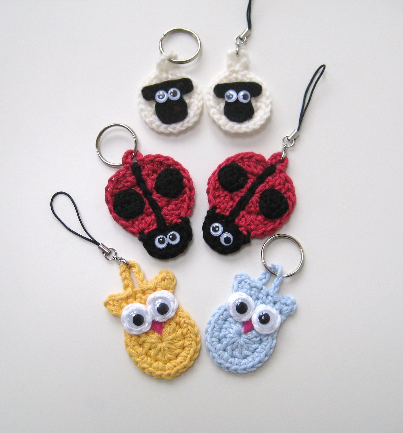 Crochet Pattern keyrings sheep ladybird owl INSTANT DOWNLOAD - Etsy México