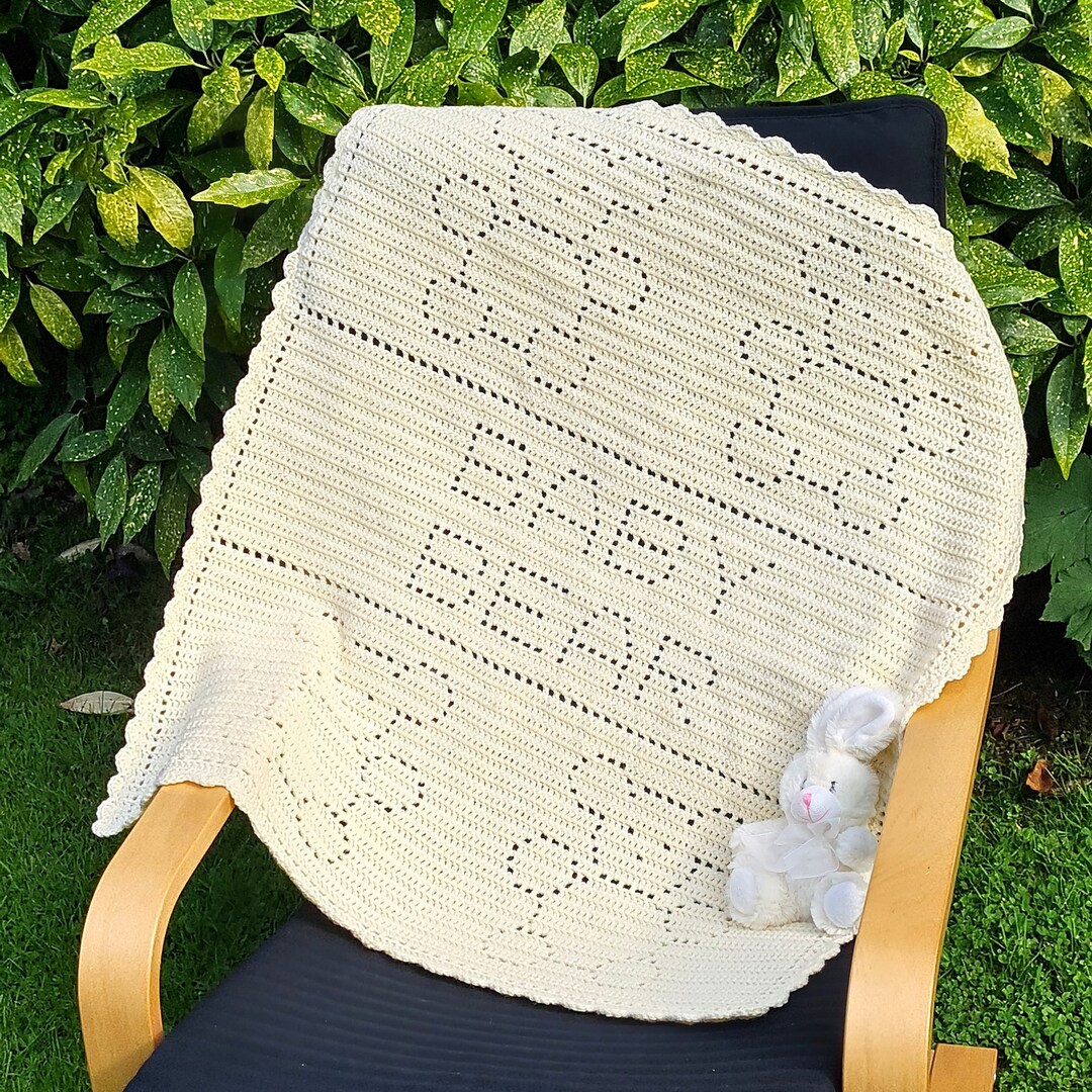 Crochet Baby Blanket Pattern, Baby Bear Crochet Filet Blanket Pattern ...