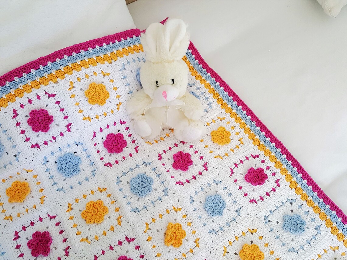 Crochet Blanket Pattern Spring Flowers Blanket PDF, Uk and Us Versions ...