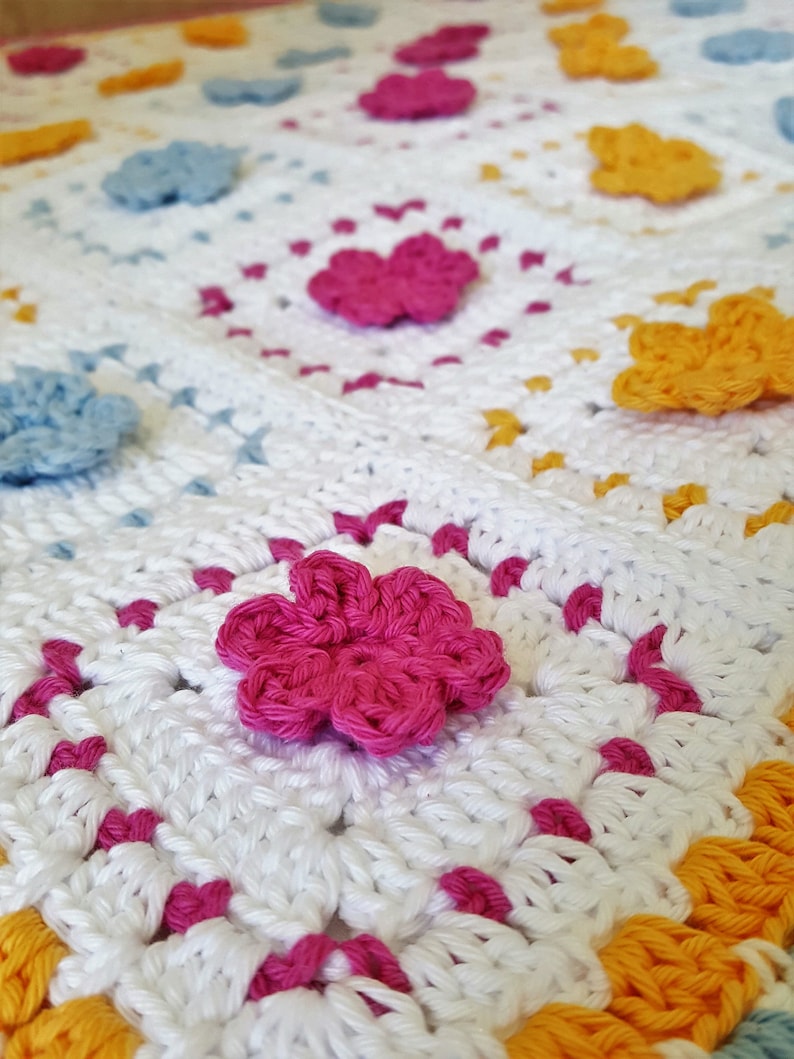 Crochet Blanket Pattern Spring Flowers Blanket PDF, Uk and Us Versions ...