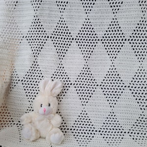 Crochet Blanket Pattern Diamond Checkers Filet Blanket PDF, Uk and Us ...