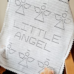 Crochet Blanket Pattern Little Angel Filet Blanket PDF Uk & - Etsy