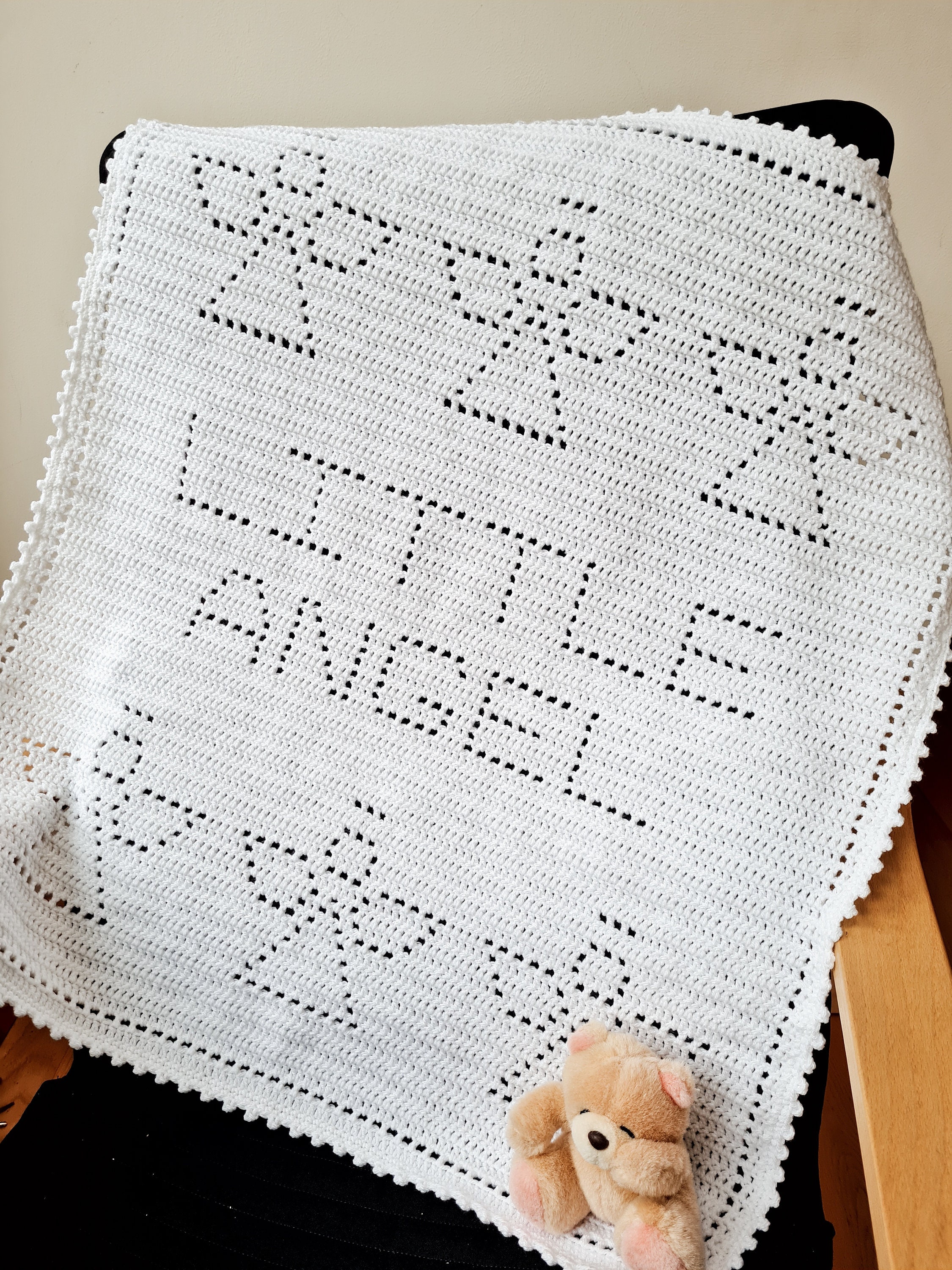 Crochet Blanket Pattern Little Angel Filet Blanket PDF Uk & - Etsy