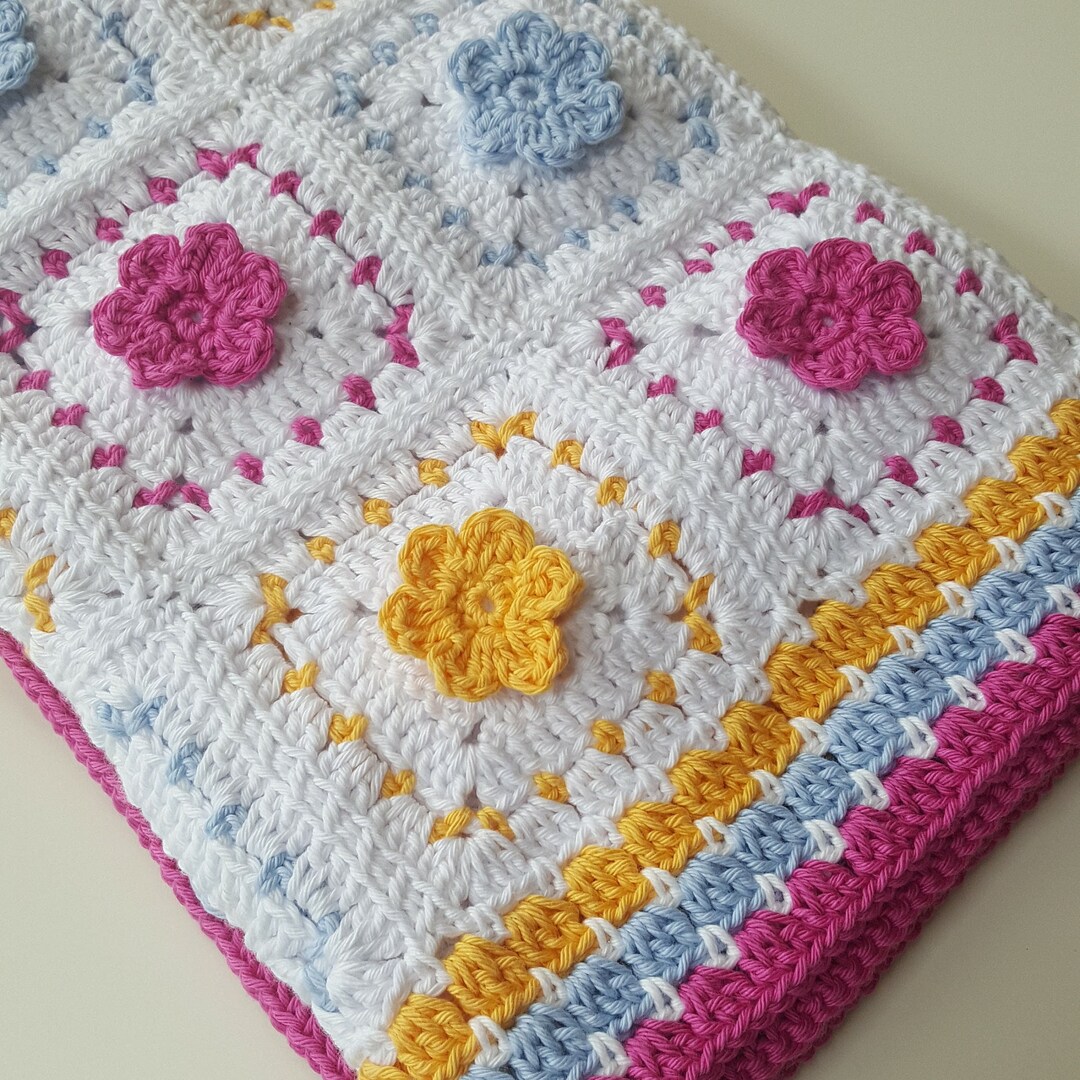 Crochet Blanket Pattern Spring Flowers Blanket PDF, Uk and Us Versions ...