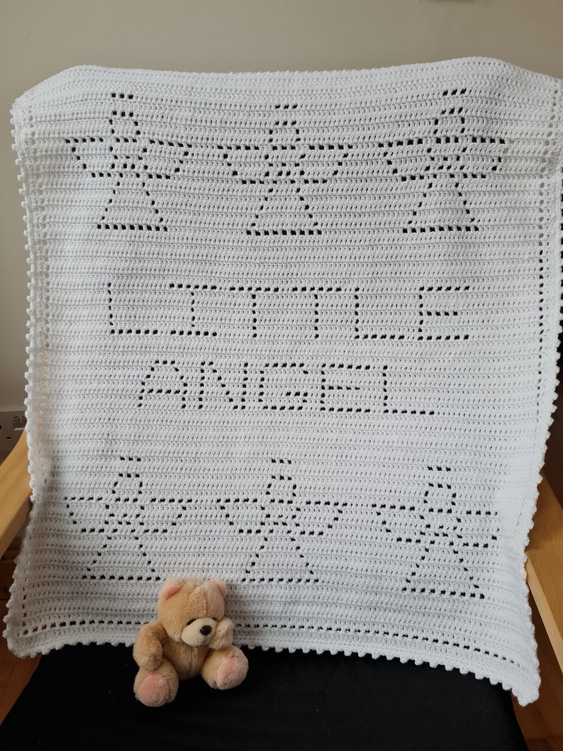 Crochet Blanket Pattern Little Angel Filet Blanket PDF Uk & - Etsy