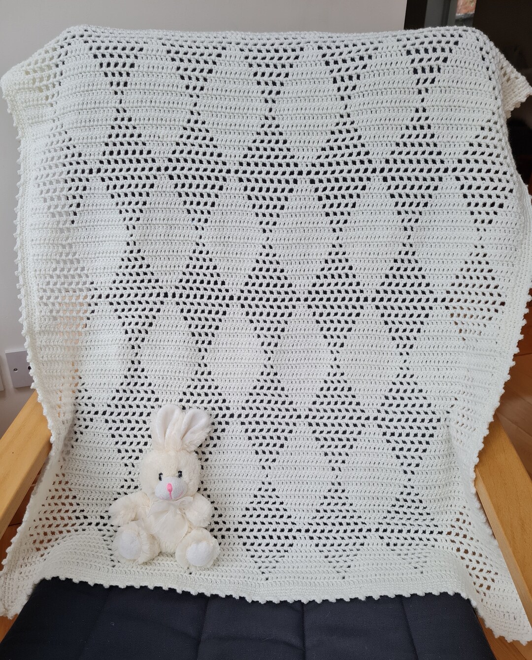 Crochet Blanket Pattern Diamond Checkers Filet Blanket PDF Uk - Etsy