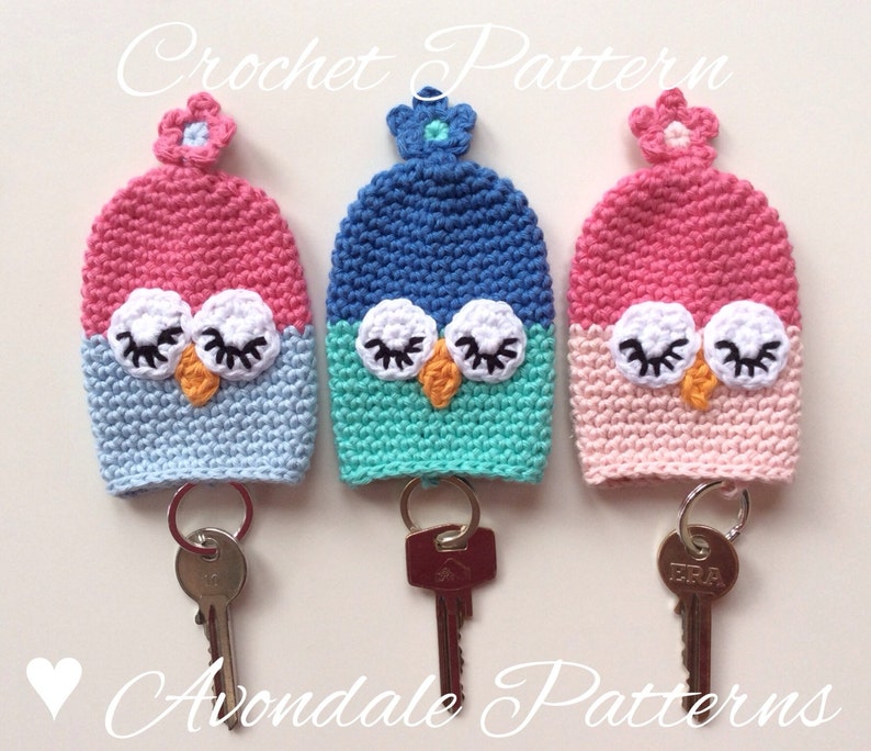Crochet Pattern Owl Key Cosy keycover cozy uk or us crochet | Etsy