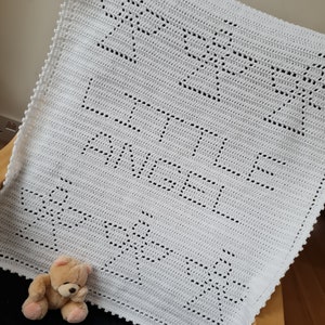 Crochet Blanket Pattern, Little Angel, Filet Blanket PDF, Uk & Us Terms ...