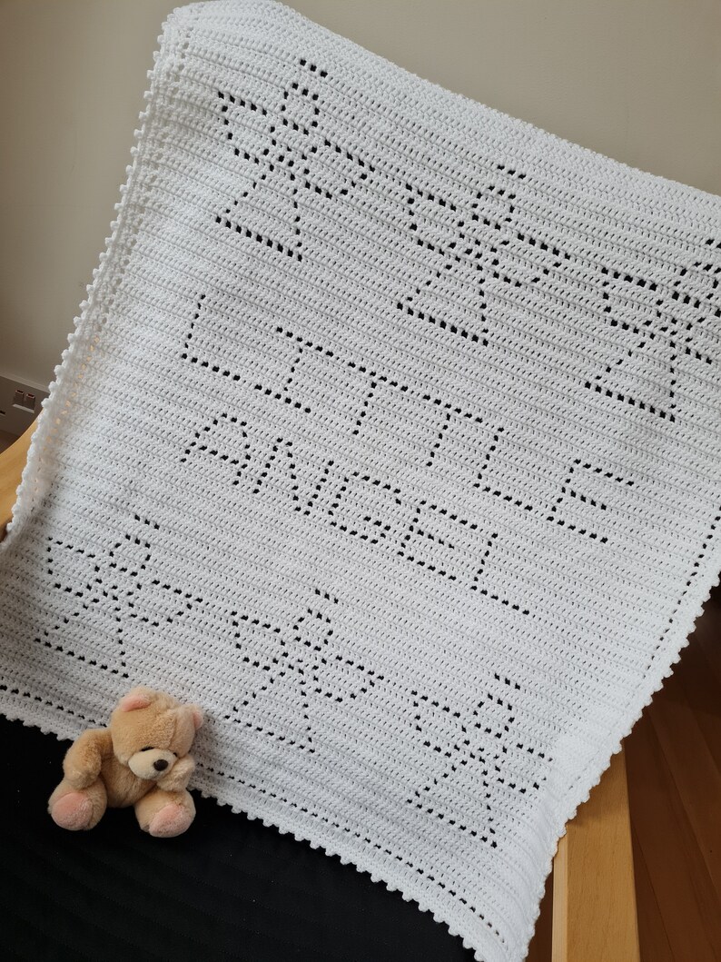 Crochet Blanket Pattern Little Angel Filet Blanket PDF Uk & - Etsy